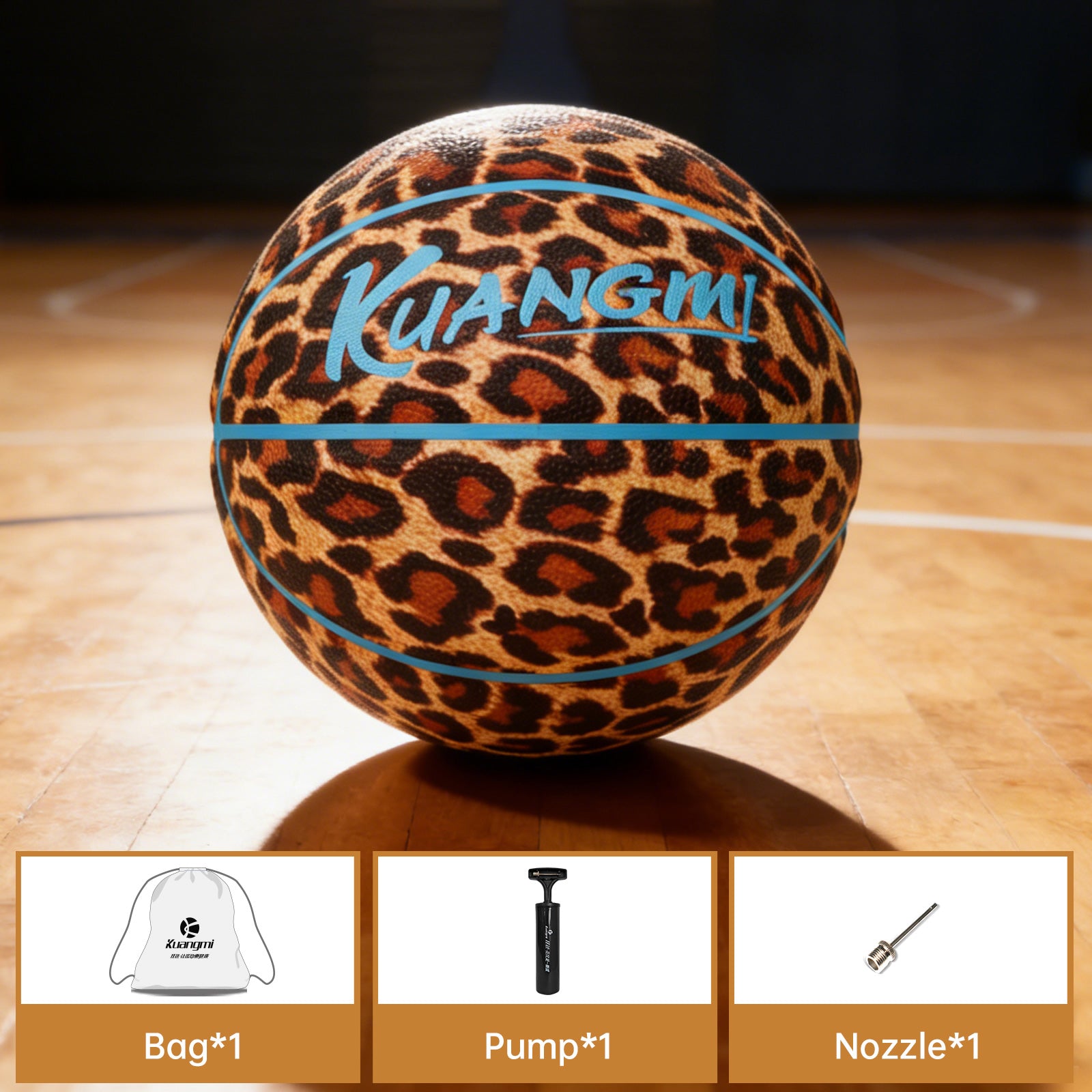 Kuangmi Leopard Print Basketball - Hygroscopic PU Ball (Size 7:29.5 ...